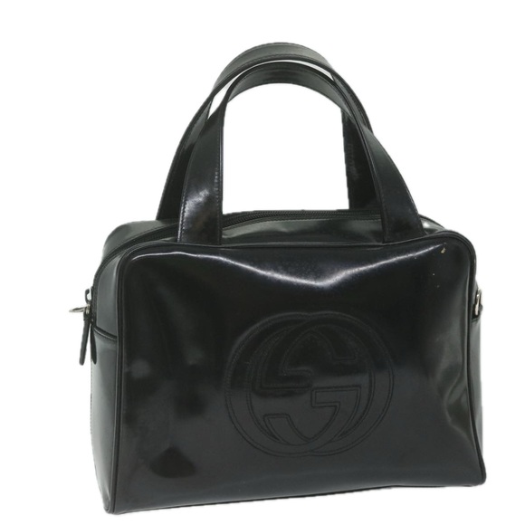 Gucci | Bags | Gucci Interlocking Hand Bag Patent Leather Black Auth ...